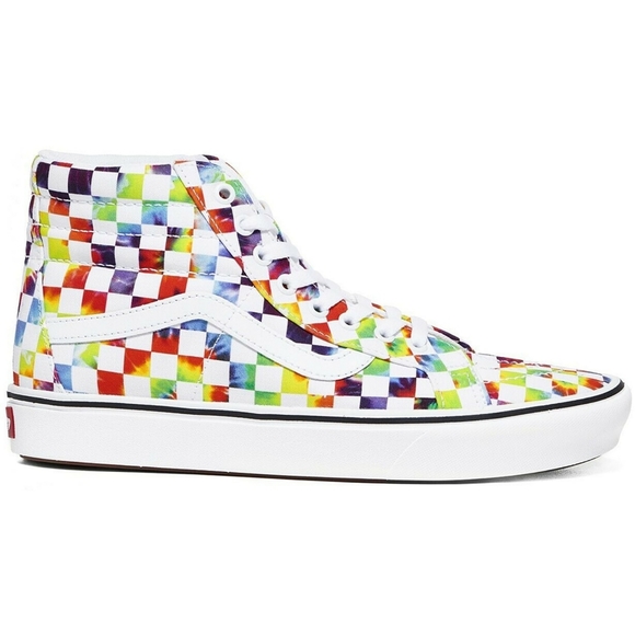 Vans | Shoes | Vans Comfycush Sk8 Hi Top Checker Tie Dye | Poshmark